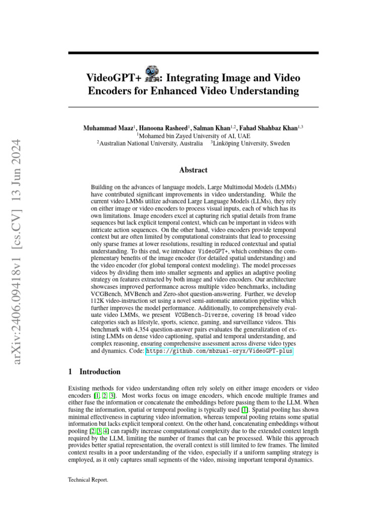 Integrating Image and Video Encoders For Enhanced Video Understanding | PDF | Video | Data ...
