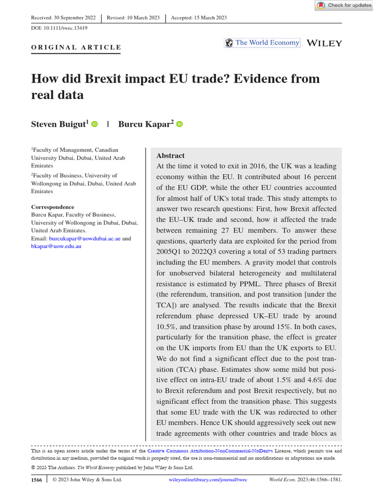 Brexit's Impact on EU Trade Dynamics | PDF | Brexit | Fixed Effects Model