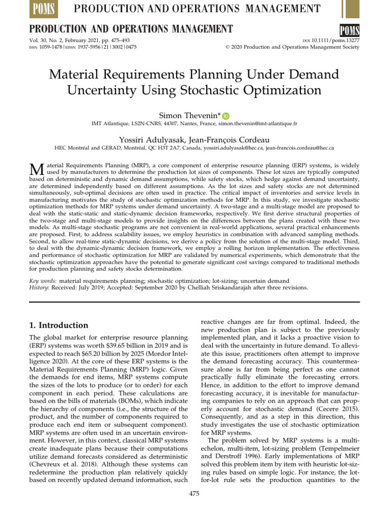 7 MRP Under Demand Uncertainty | PDF | Mathematical Optimization | Operations Management