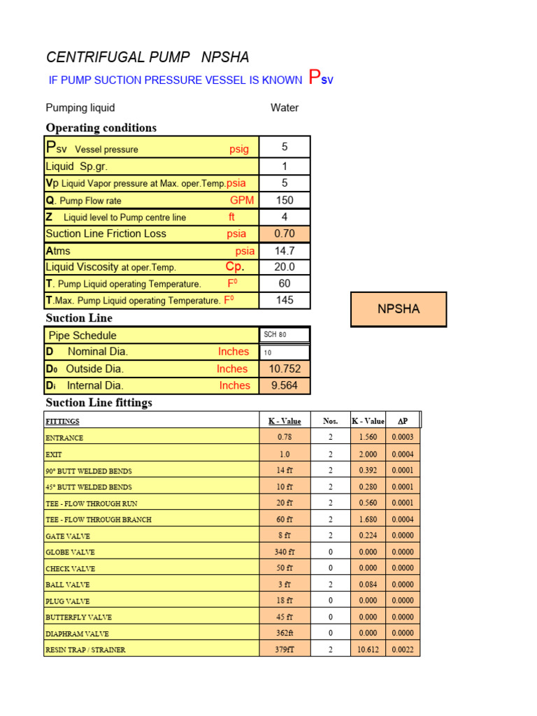 NPSHA Calculation for Centrifugal Pumps | PDF | Pipe (Fluid Conveyance ...
