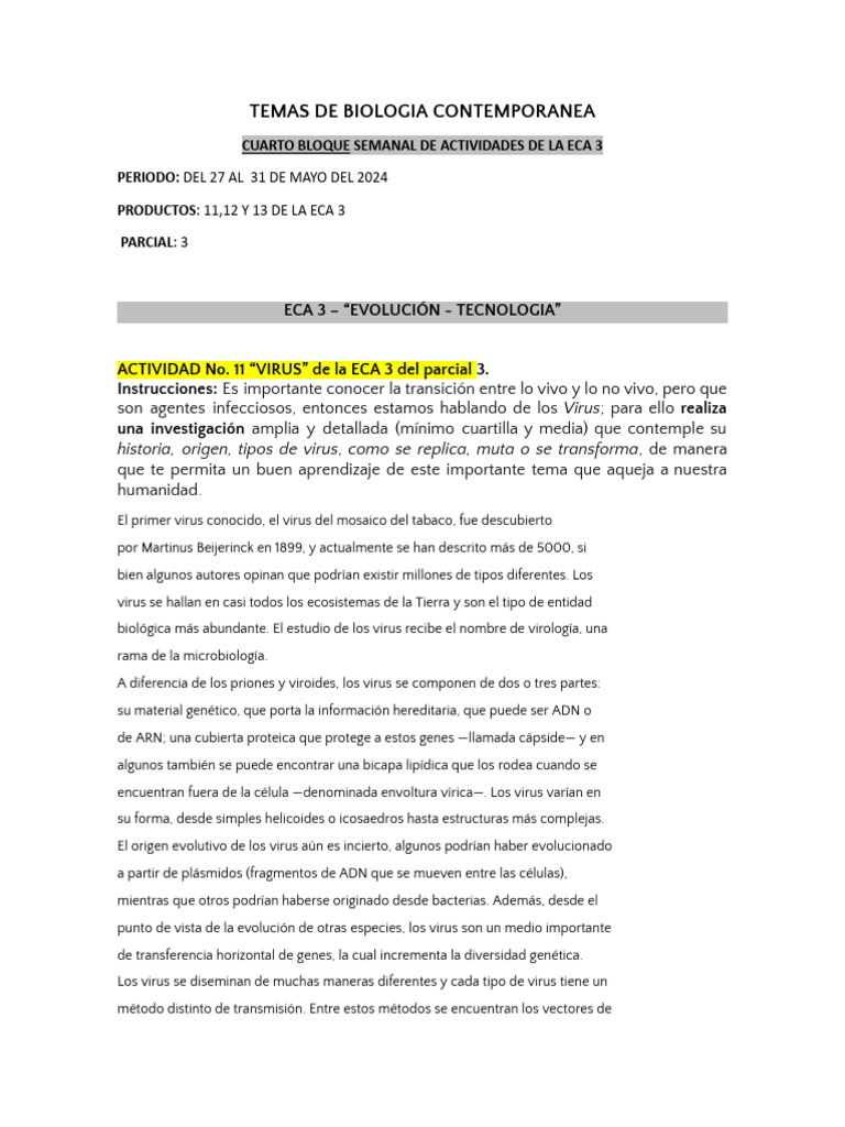 4o Bloque Eca3 B C p3 | PDF | Virus | Infección