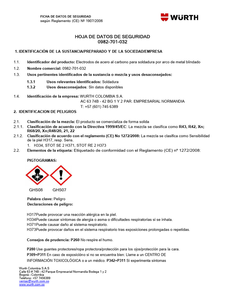 Hoja de Datos de Seguridad Soldadura E6011 y E7018 | Descargar gratis ...