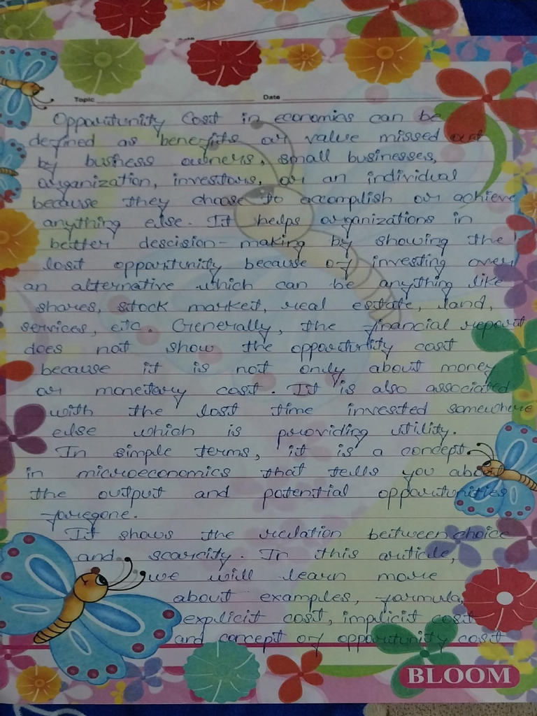 Economics Project On Opportunity Cost Class 11th | PDF