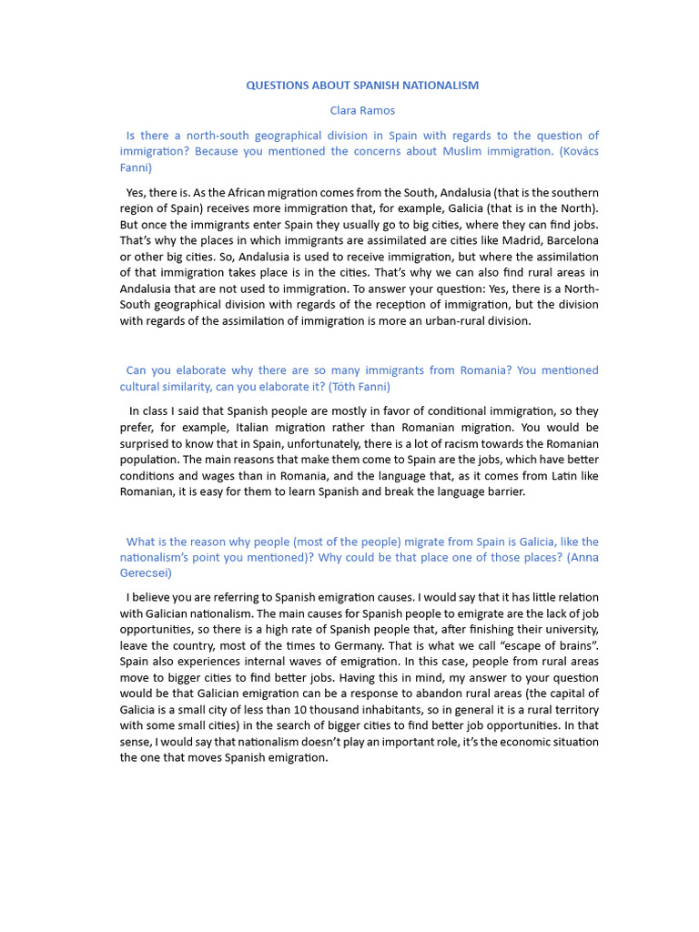 Spanish Nationalism and Immigration Issues | PDF | Spain | Immigration