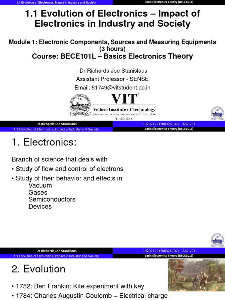 BET - 1.1 Evolution of Electronics - Impact of Electronics in Industry ...