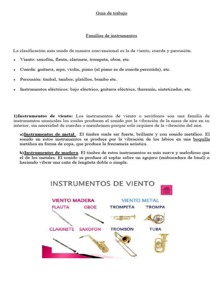 guia familia de instrumentos. | PDF | Instrumentos musicales ...