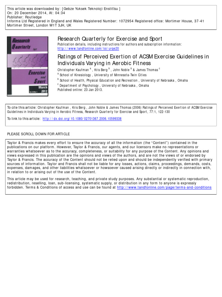 RPE | PDF | Physical Exercise | Physical Fitness