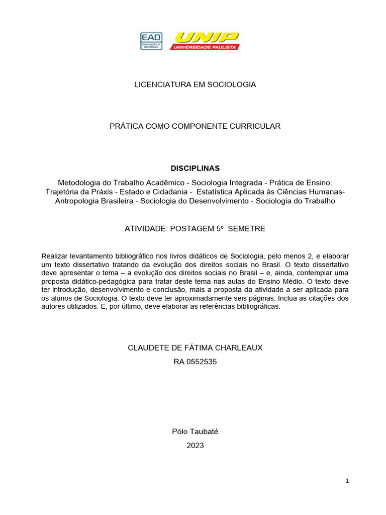 PCC 5º semetre | PDF | Sociologia | Constituição