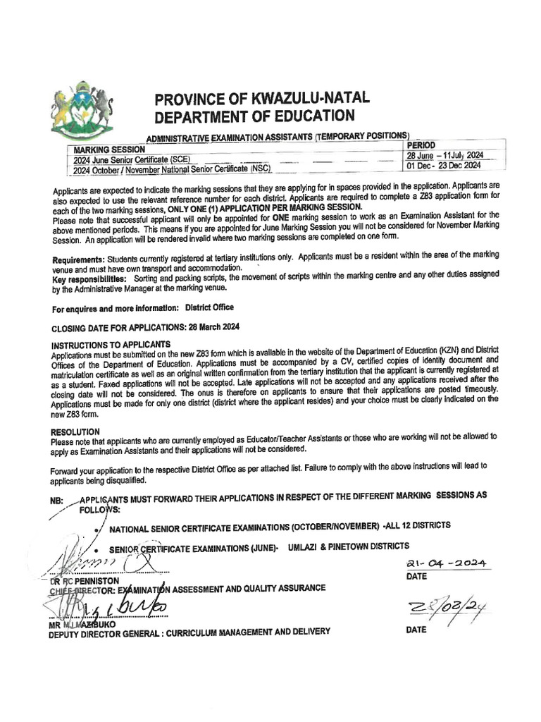 Administrative Examination Assistants Temporary Positions 1 | PDF