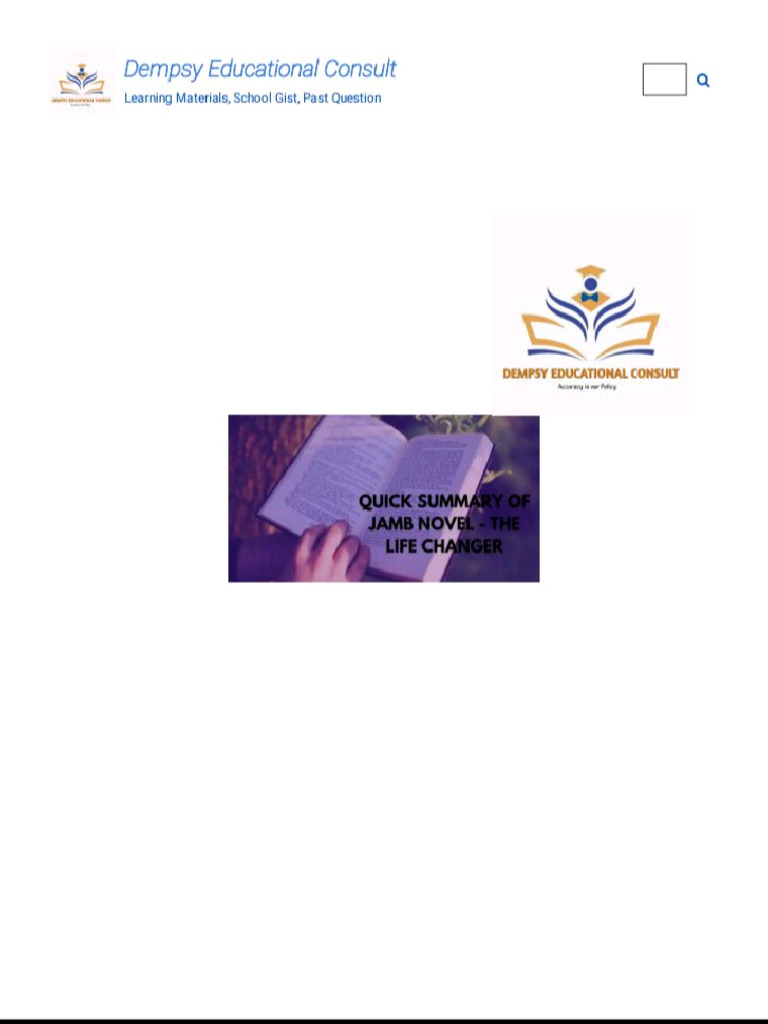 Summary of The Life Changer - Dempsy Educational Consult | PDF