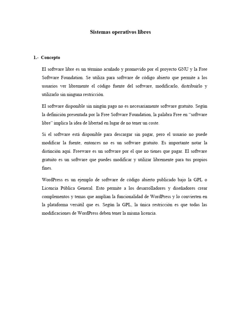 Concepto de Software Libre | PDF | Software libre | Software