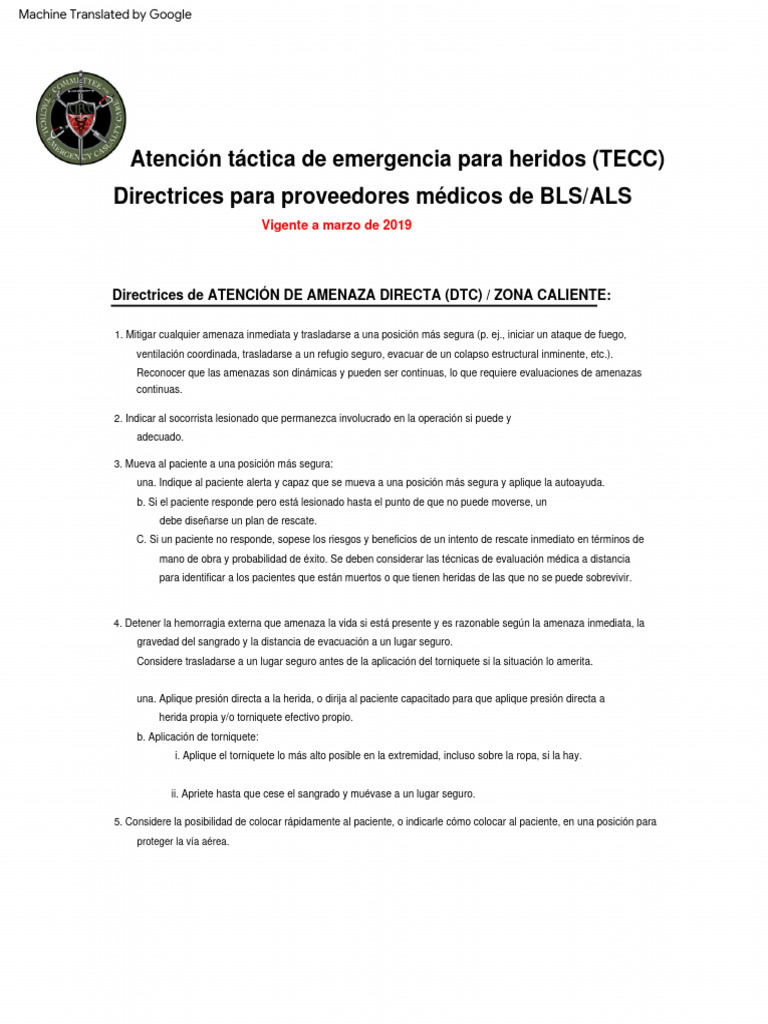TECC ALS BLS Guidelines | PDF | Analgésico | Reanimación cardiopulmonar