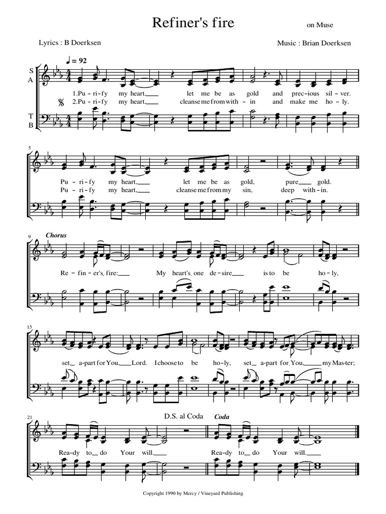 Refiner's Fire - B Doerksen (Eb) (SATB) (EN) | PDF