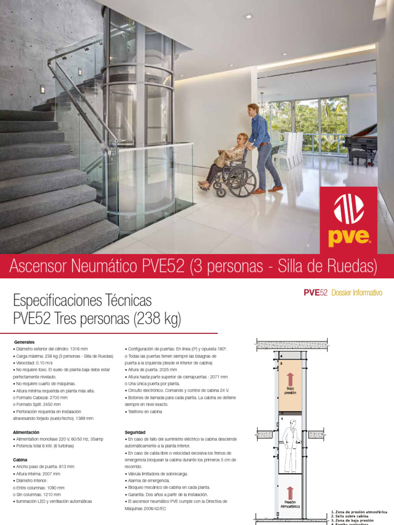 Ascensor Neumático PVE52: Guía Técnica | PDF | Ascensor | Bomba