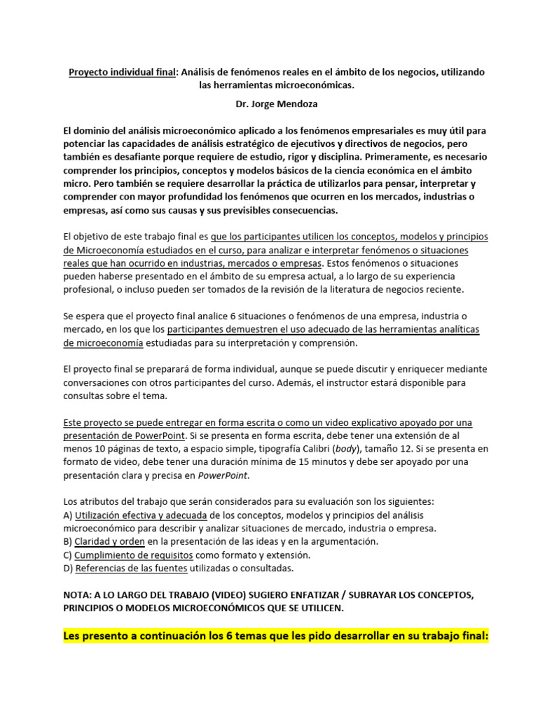 GUÍA para El Proyecto Individual Final | PDF | Business | Mercado (economía)