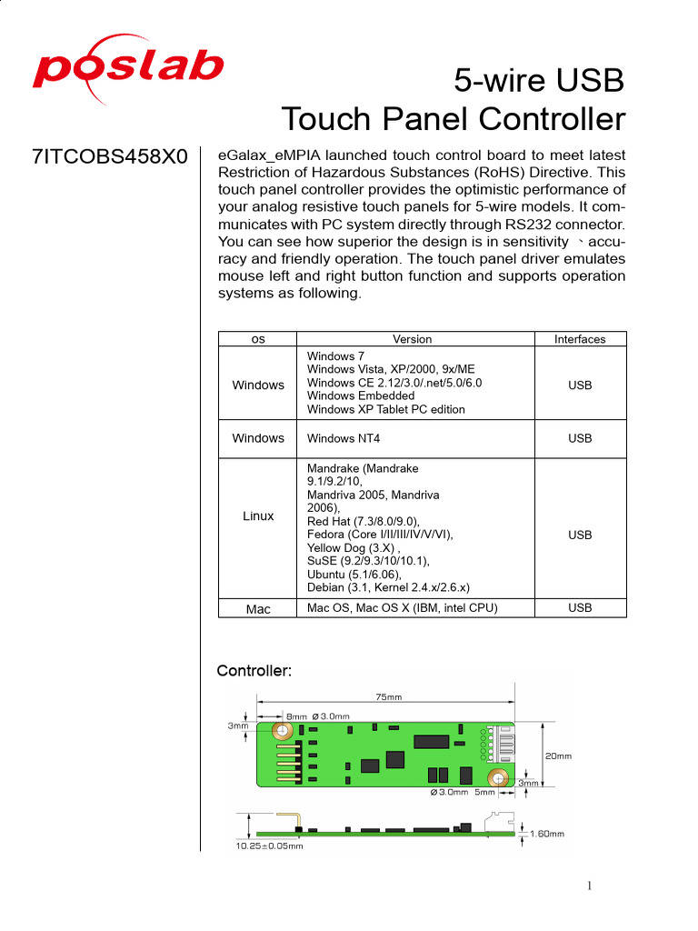5-Wire USB Touch Panel Controller | PDF | Usb | Microsoft Windows