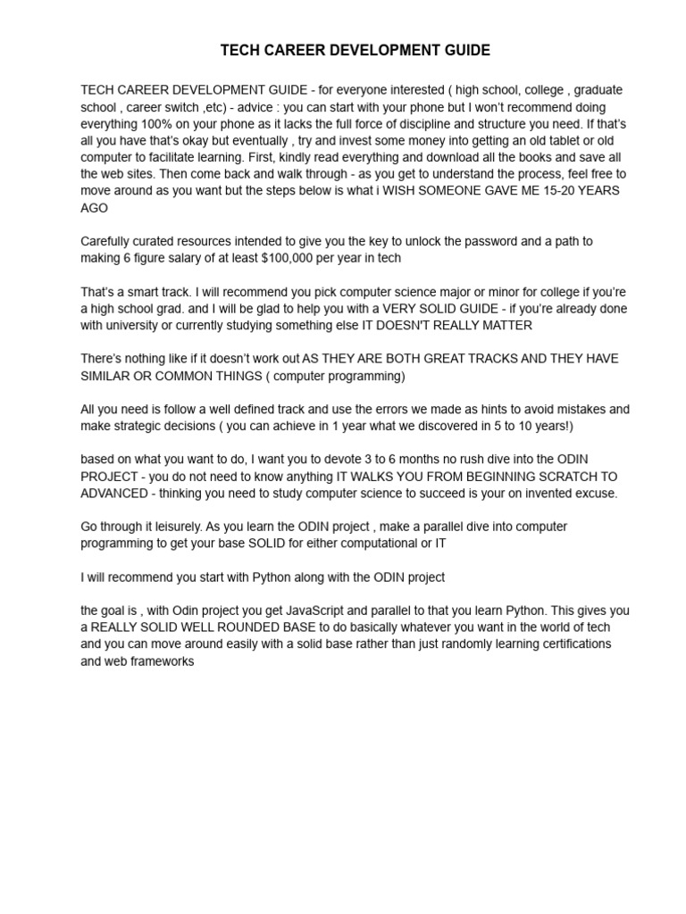 Tech Career Development Guide | PDF | World Wide Web | Internet & Web