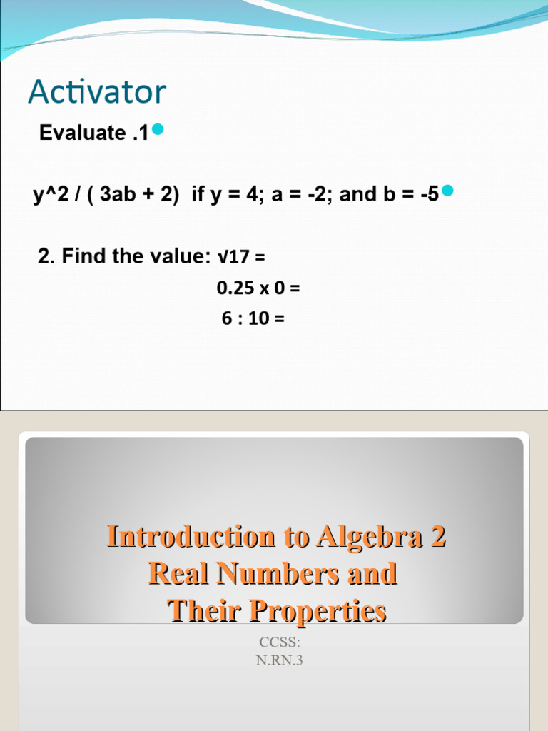 Understanding Real Numbers in Algebra | PDF | Numbers | Rational Number