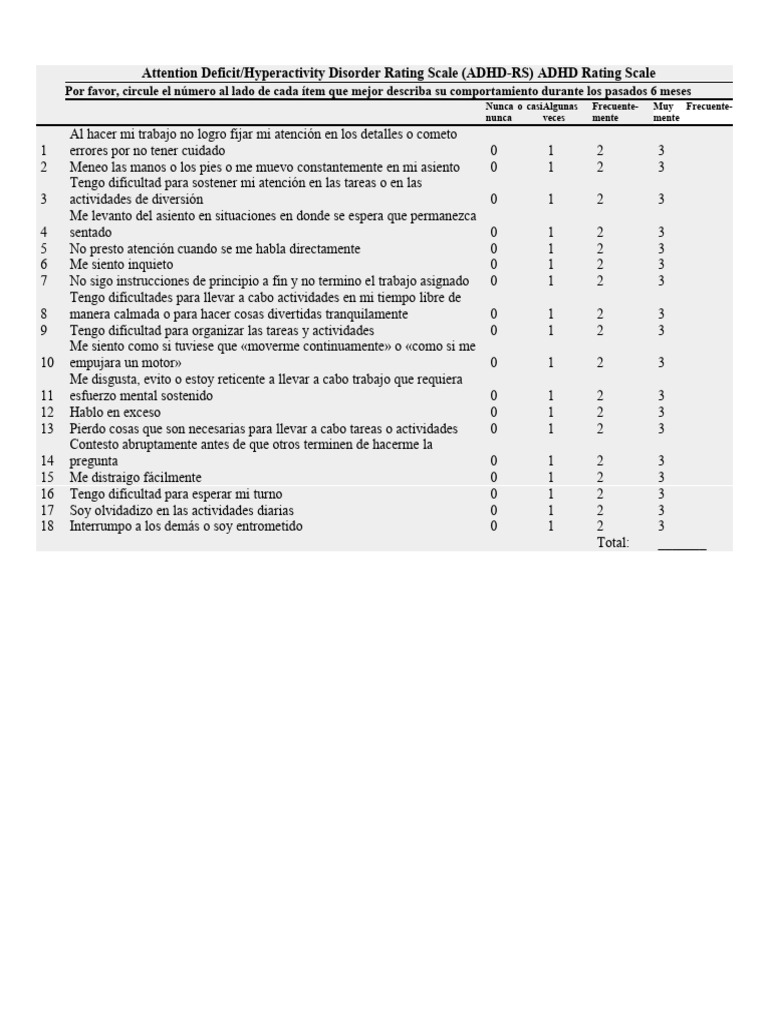 Adhd-Rs Adultos | PDF