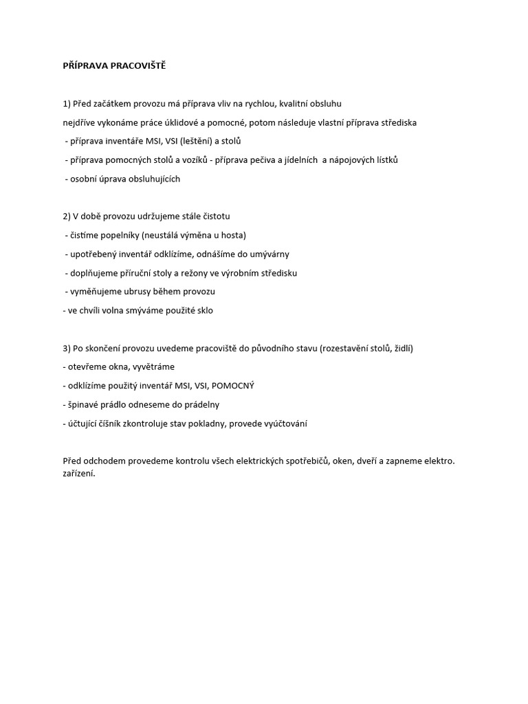 Priprava Pracoviste | PDF