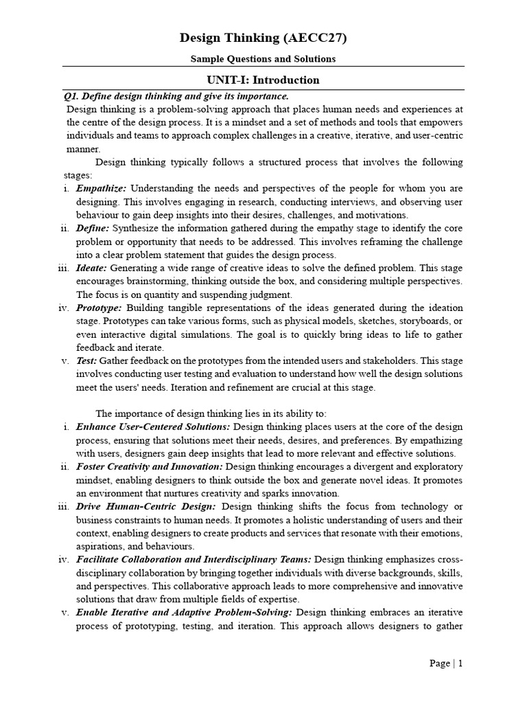 AECC27 Design Thinking Sample Questions Solutions 230708 235117 | PDF ...