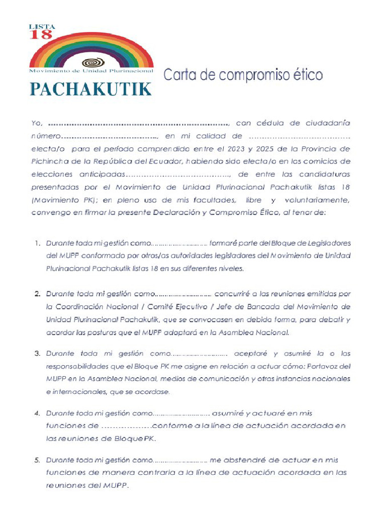 CARTA COMPROMISO ETICO FINAL | PDF