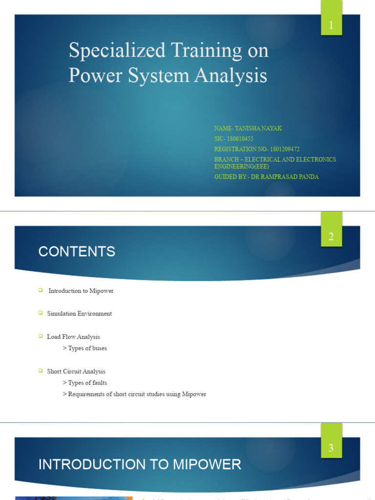Specialized Training On Power System Analysis - TANISHA NAYAK | PDF | Electrical Network | Power ...