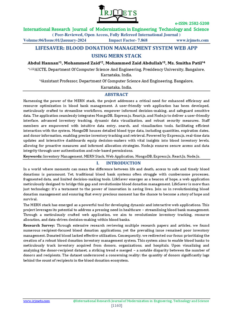 Lifesaver: Blood Donation Management System Web App Using Mern Stack | PDF | User Interface ...