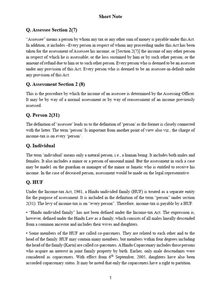 Income Tax Short Note (R0) | PDF | Cost Of Living | Taxes