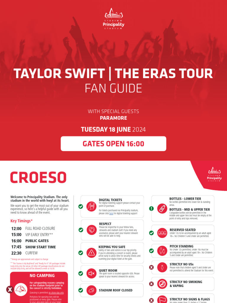 Taylor Swift I The Eras Tour - Principality Stadium Fan Guide | PDF