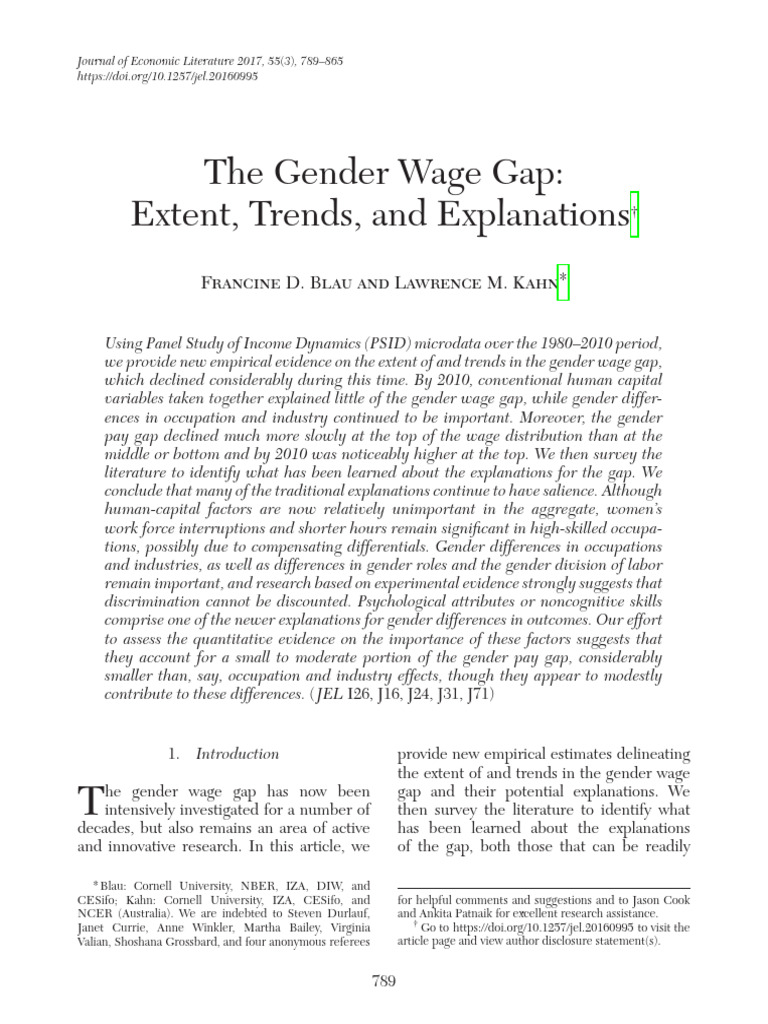 Jel 20160995 | PDF | Gender Pay Gap | Labour Economics