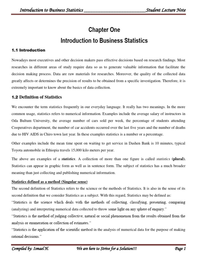 Introduction to Business Statistics Guide | PDF | Statistical ...