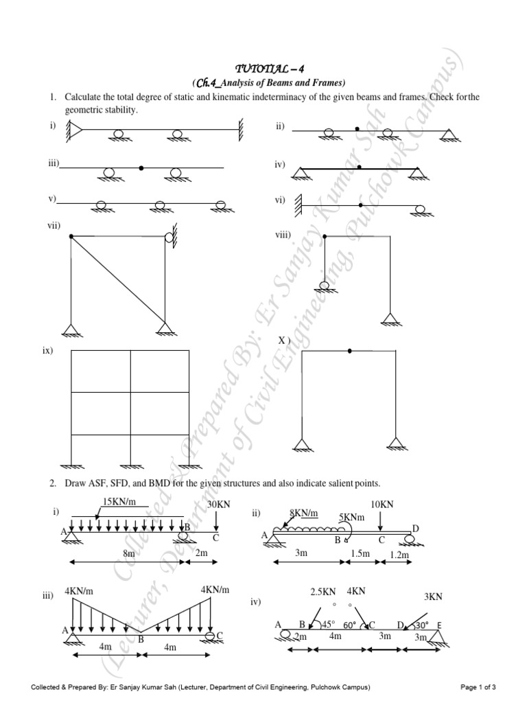 TUTORIAL 4 - Analysis of Beams & Frames | PDF