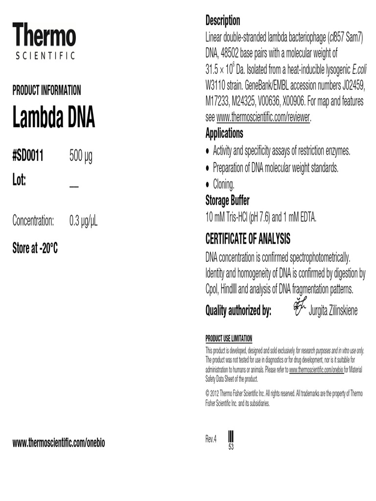 Lambda DNA | PDF