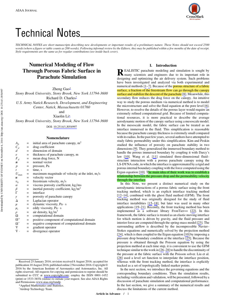 Gao2016 Numerical Modeling Of Flow Through Porous Pdf Drag Physics