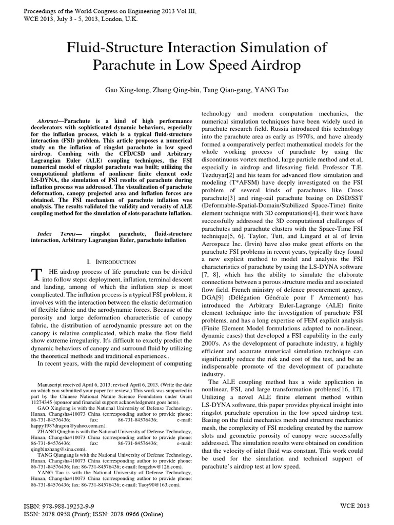 Fluid-Structure Interaction Simulation of Parchute Inflation | PDF ...