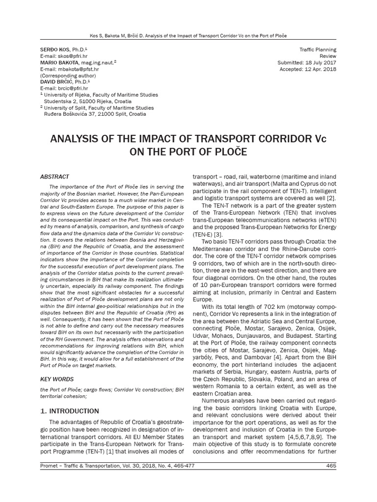 Analysis of The Impact of Transport Corr | PDF | Port | Transport