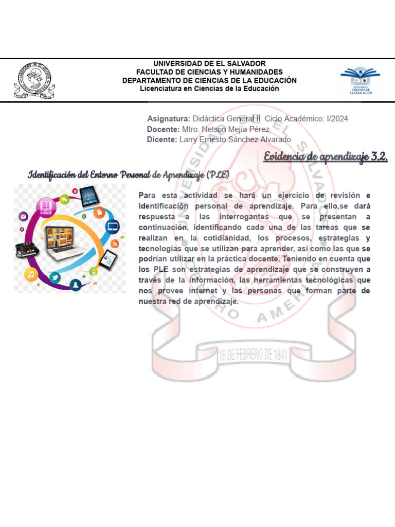 GUIA DE TRABAJO PLE .docx | PDF | Aprendizaje