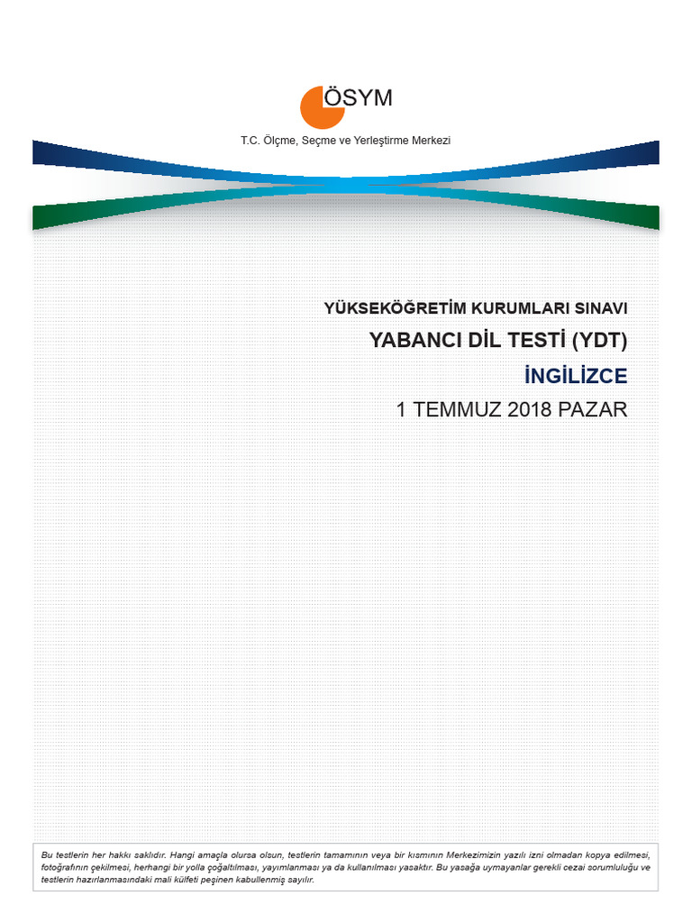 Httpsdokuman Osym Gov trpdfdokuman2018YKSYDTING01072018 PDF | PDF