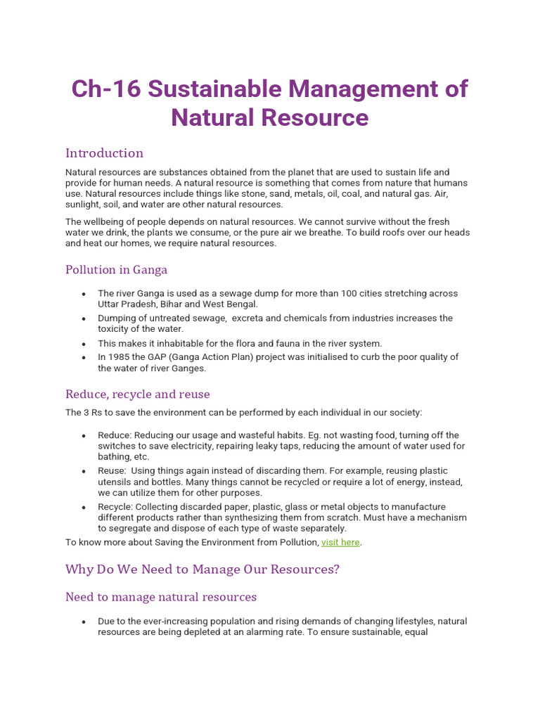 Ch-16 Sustainable Management of Natural Resource | PDF | Fuels | Fossil ...
