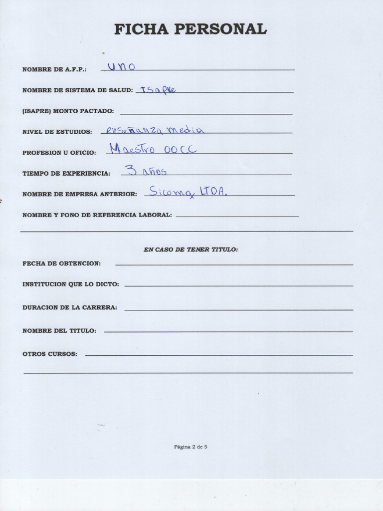 Ficha personal | PDF