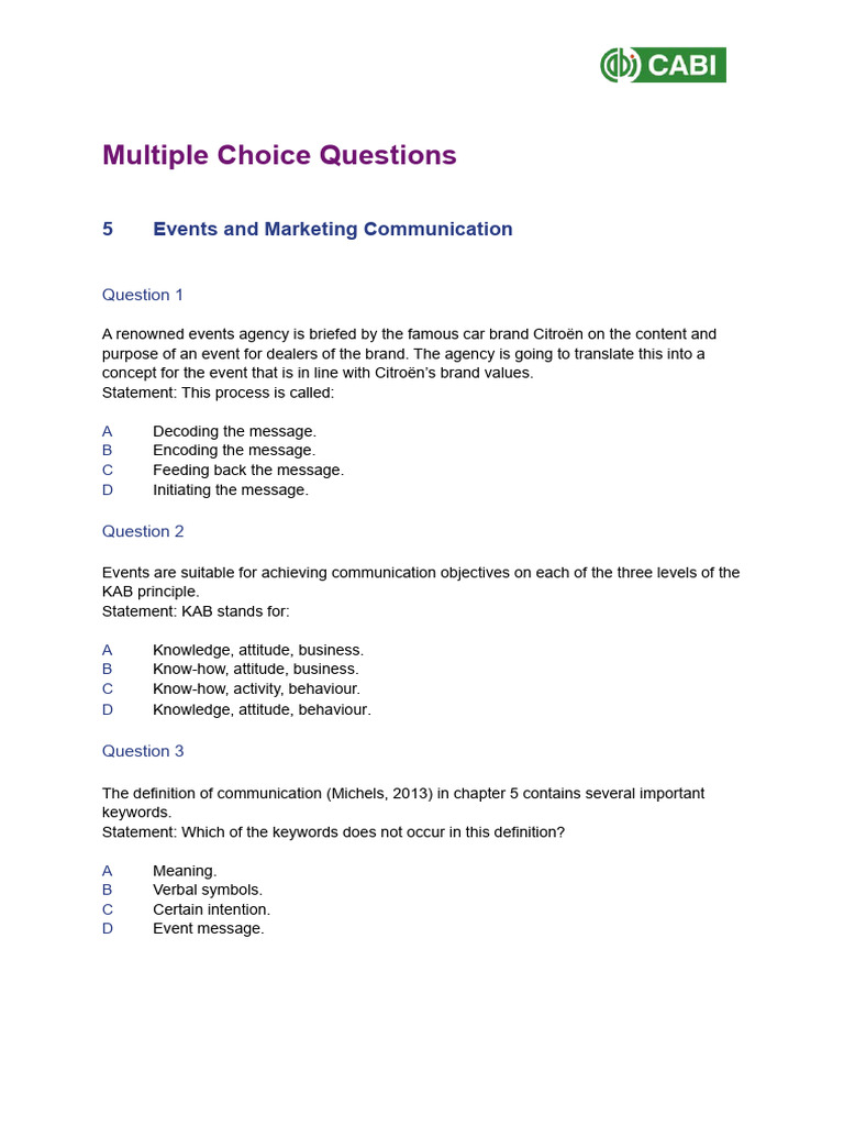 Chapter-5-Multiple-Choice-Questions | PDF | Communication | Experience