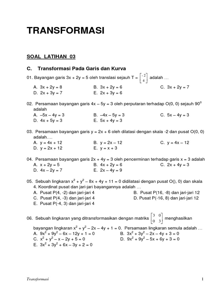 06-Latihan 05-Transformasi Pada Garis Dan Kurva (WWW - Defantri.com) | PDF
