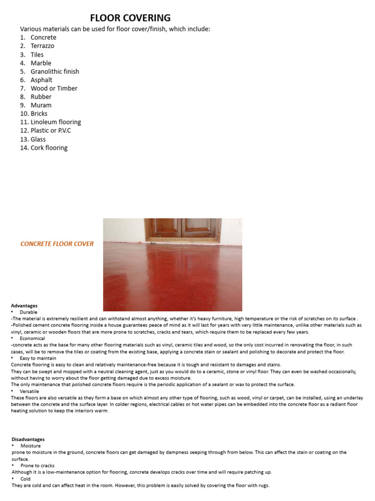 Floor Cover Notes-2 | PDF | Flooring | Concrete