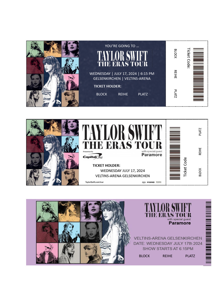 Taylor Swift Ticket Vorlagen Gelsenkirchen N1 | PDF