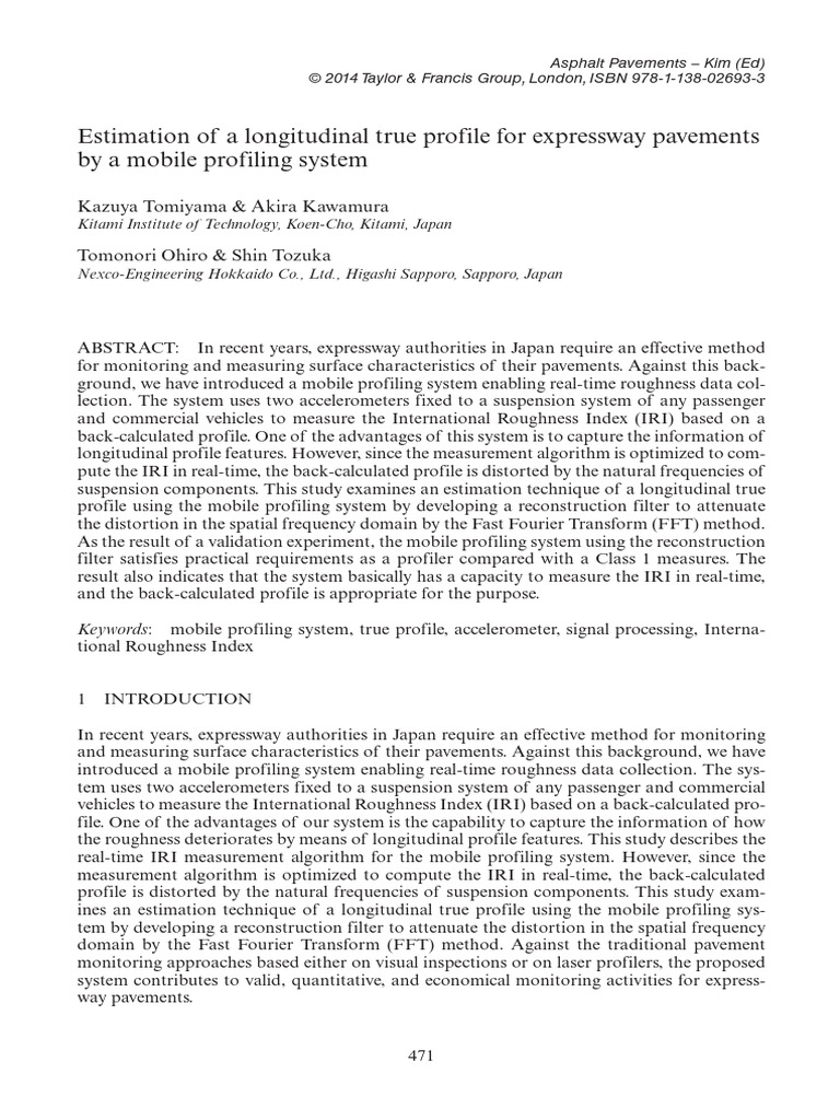 Estimation of a longitudinal true profile for expressway pavements by a mobile profiling system ...