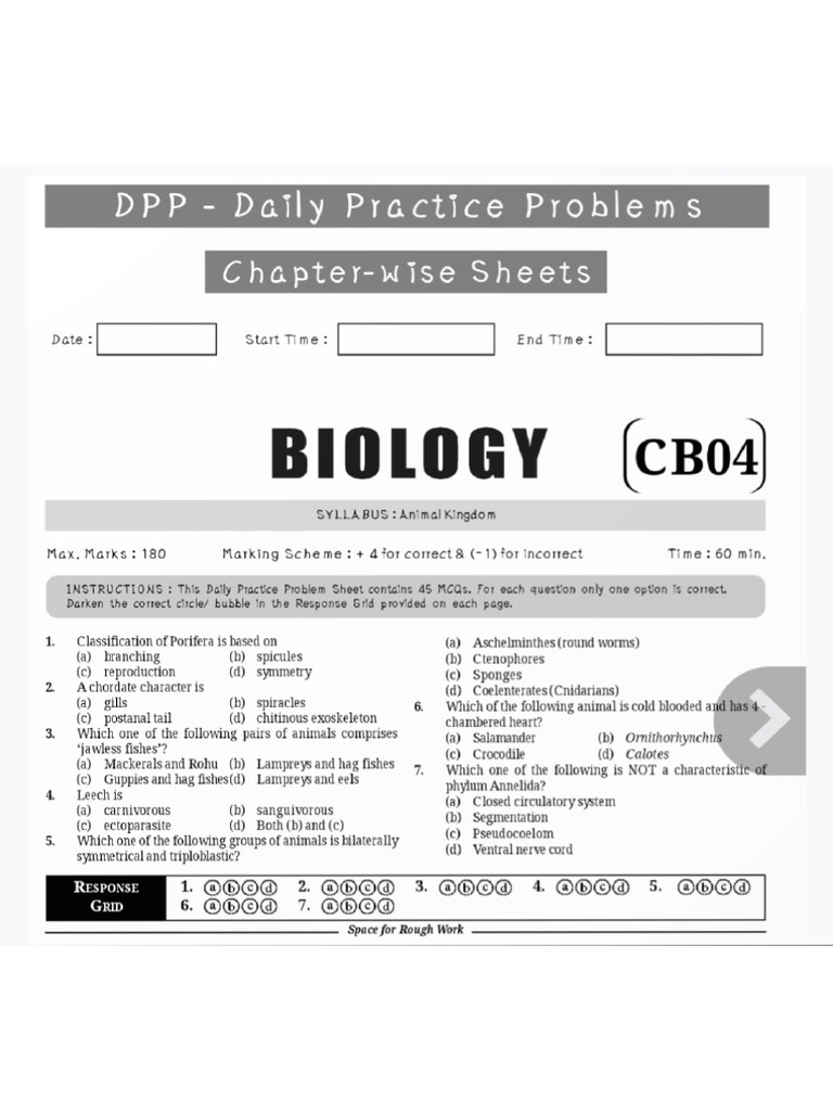 Animal Kingdom DPP 11 | PDF