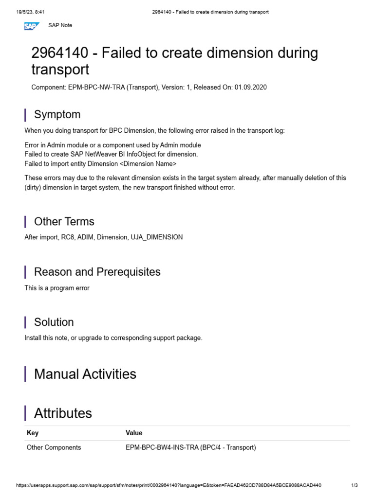 Failed To Create Dimension During Transport | PDF | Computing ...