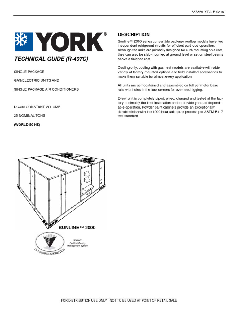 ROOFTOP YORK DC 300 637369-Xtg-E-0216 | PDF | Duct (Flow ...