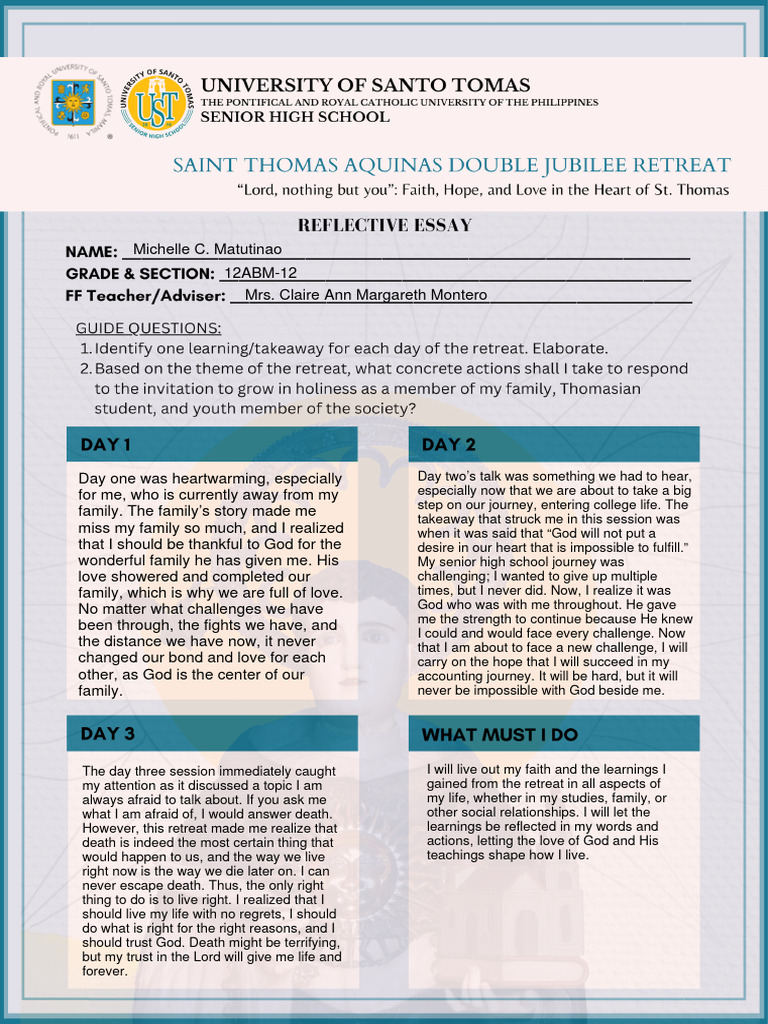 SHS_FF_REFLECTIVE-ESSAY | PDF | God